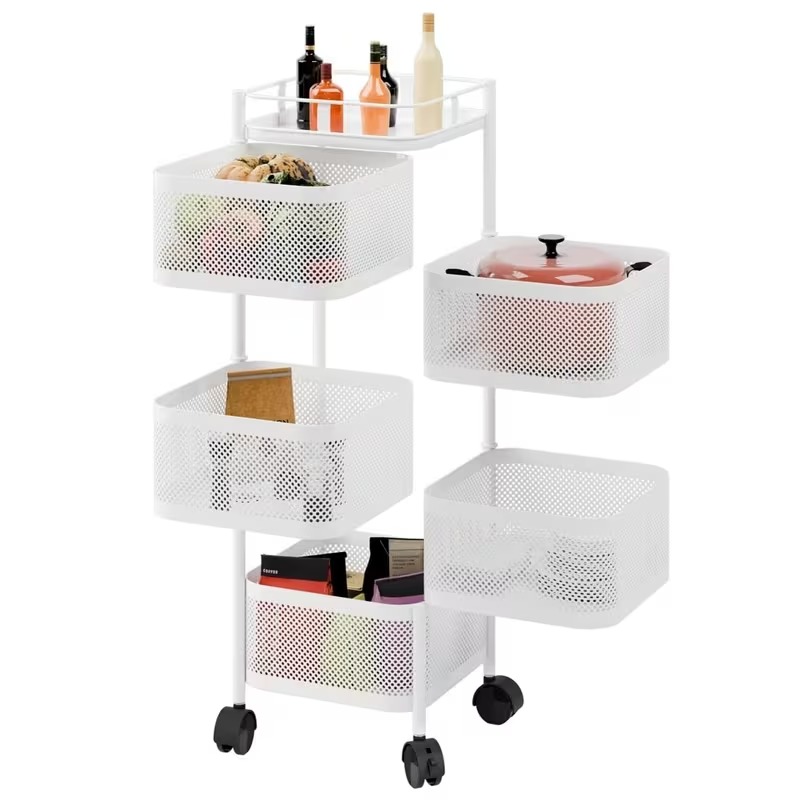 Fine 5 Layers Kitchen Rotating Shelf 360 Degree Baskets Fruit Vegetable ...